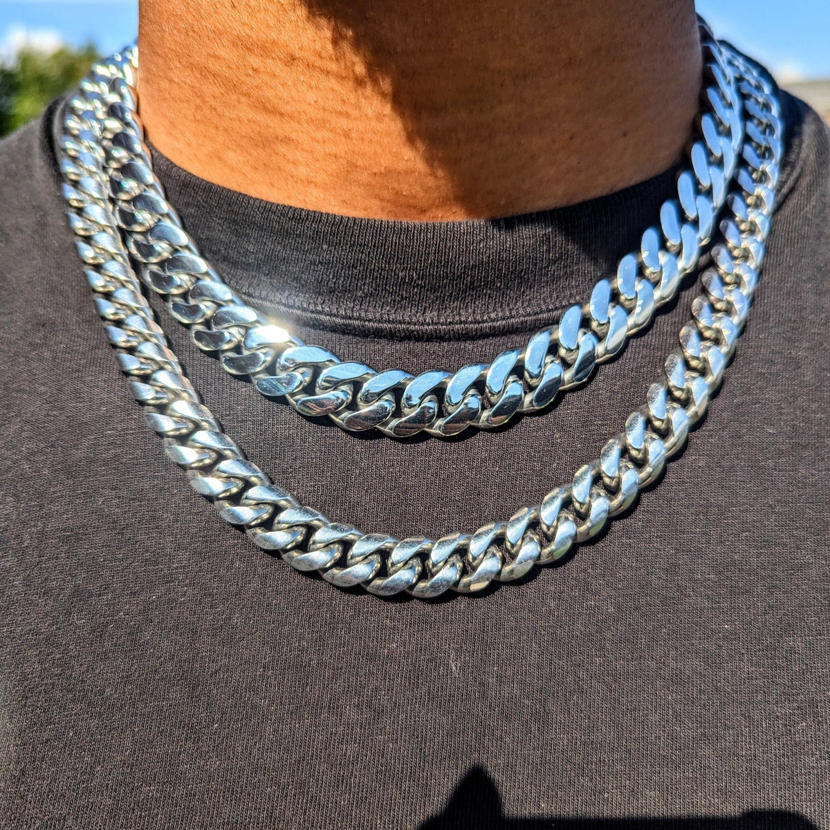Silver Thick Cuban Link Chain (8mm-18mm) - Stainless Steel Cuban Link ...