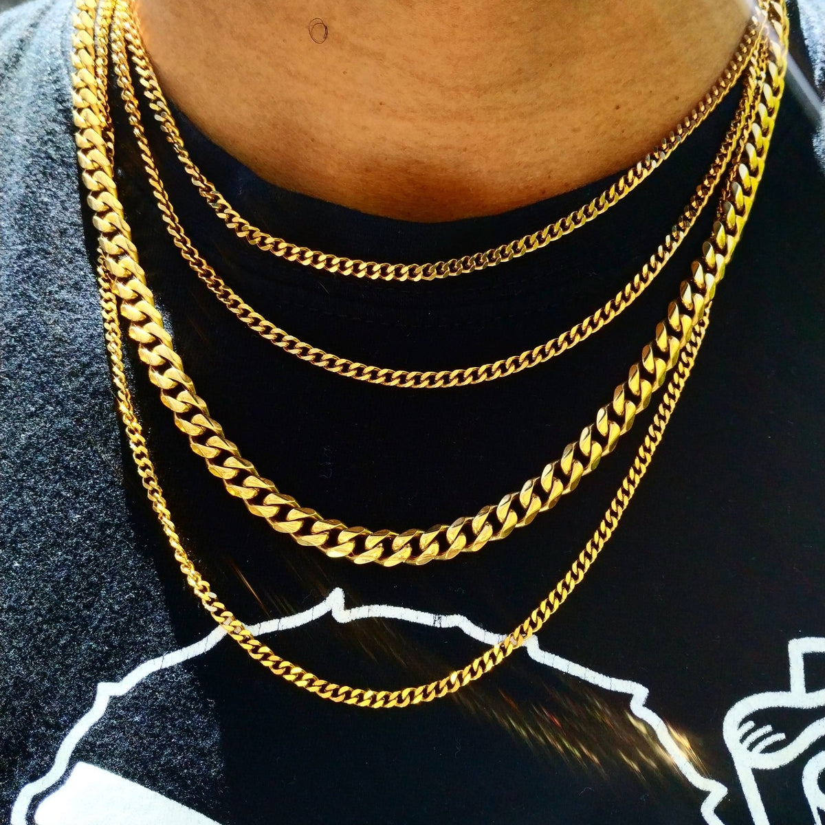 18K Gold Cuban Link Chain (3mm–7mm) | Gold, Silver, Rose Gold – Drip ...