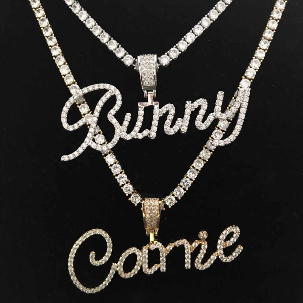 18K Gold Diamond Custom Cursive Letter Pendant - Name Pendant – Drip ...