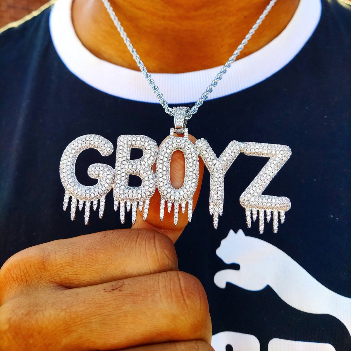 18K Gold Diamond Custom Drip Letters - Custom Name Pendant – Drip ...