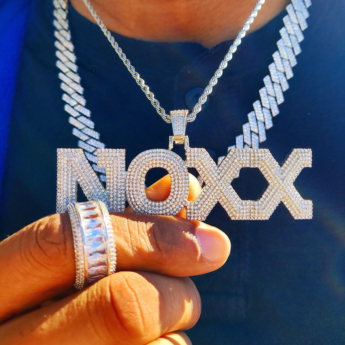 18K Gold Diamond Custom Varsity Font Pendant - custom name pendant ...