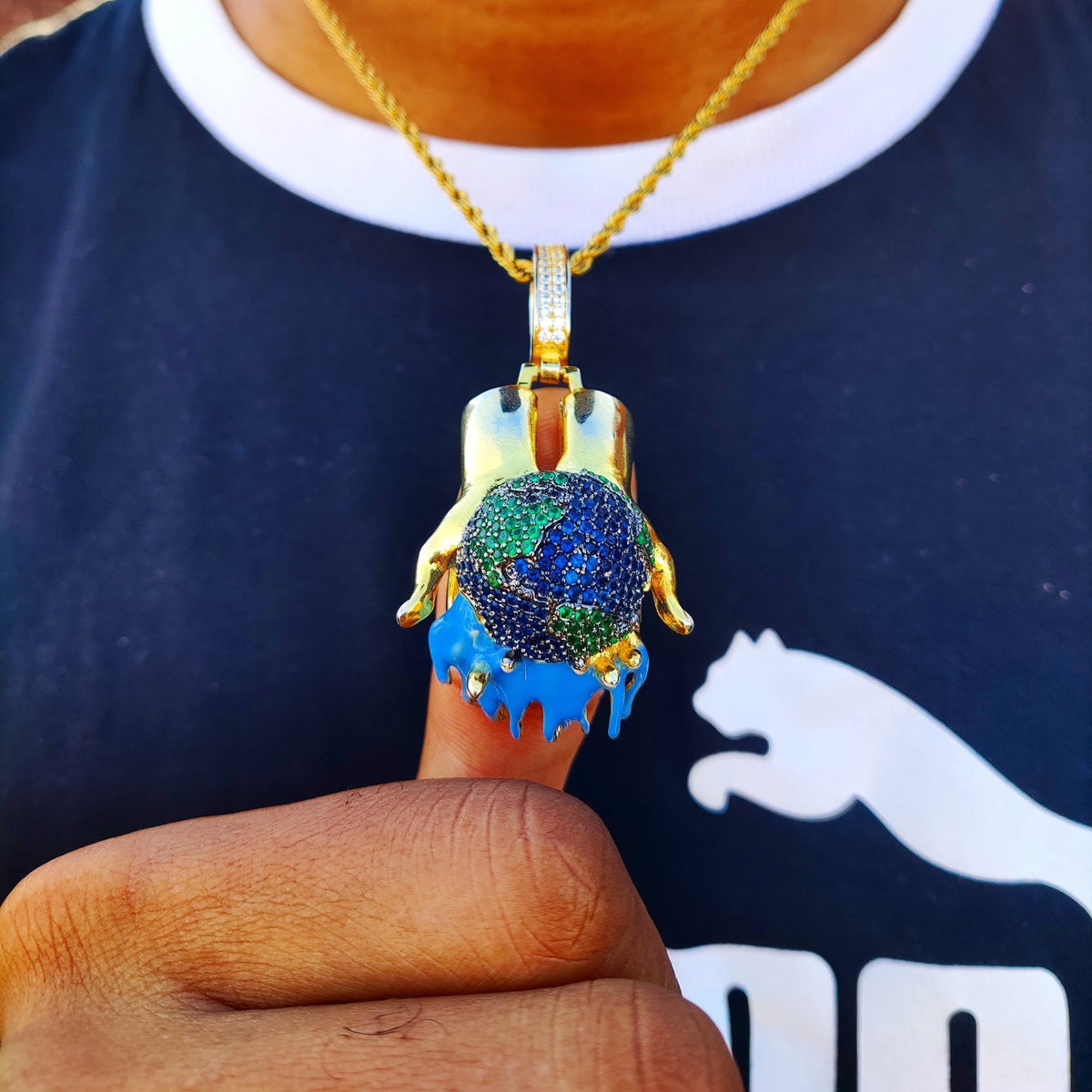 18K Gold Diamond Globe – Drip Culture Jewelry