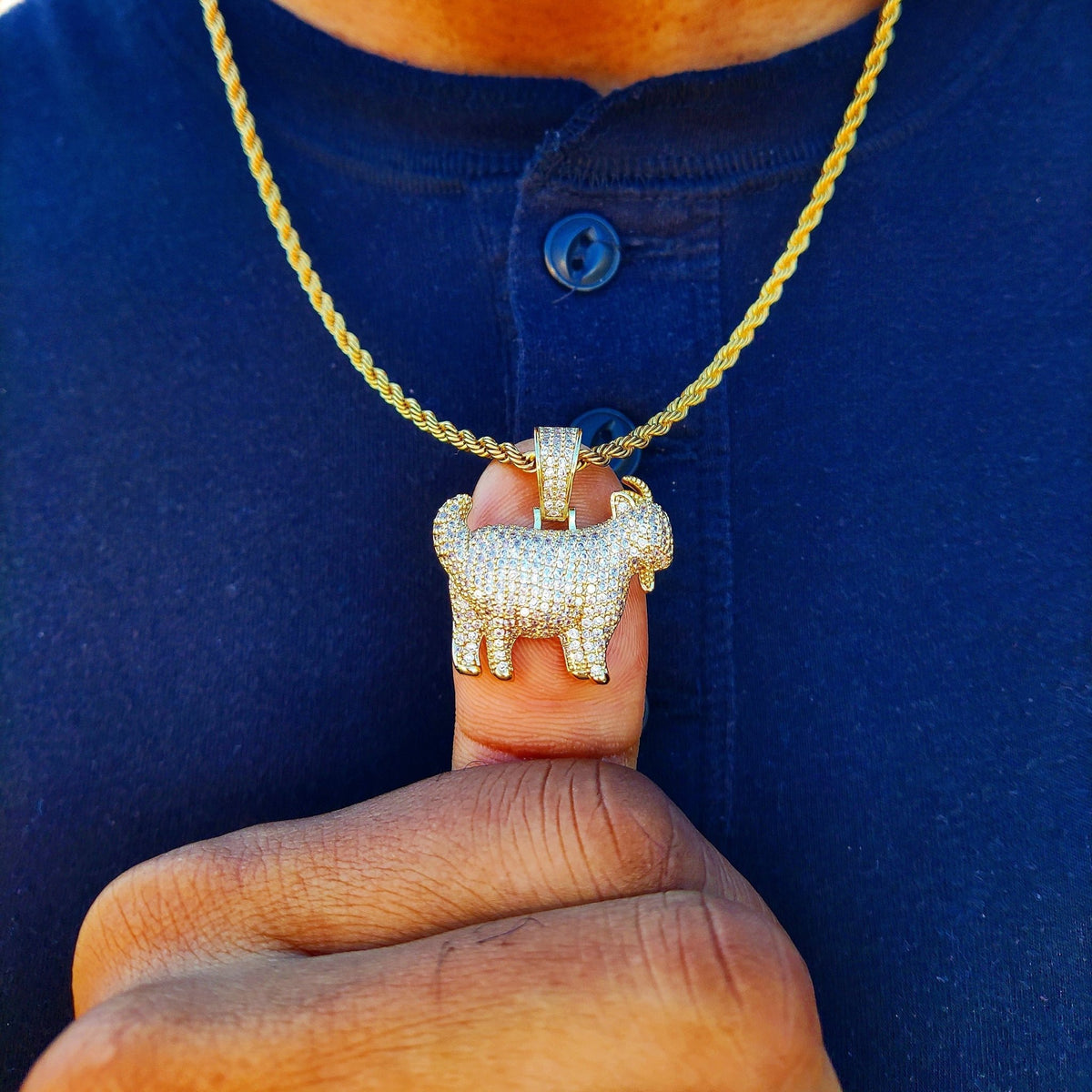 18K Gold Diamond GOAT – Drip Culture Jewelry