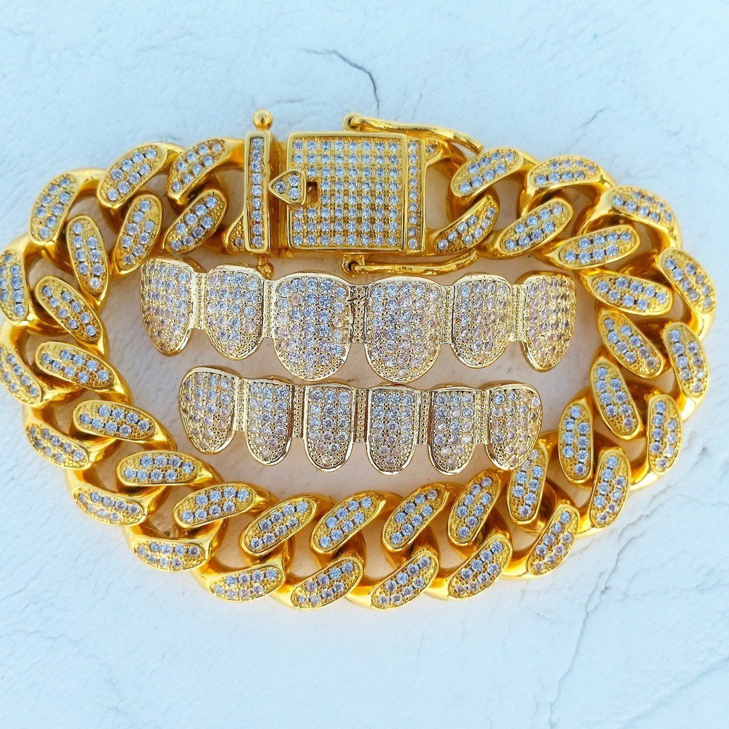 18K Gold Diamond Grillz - iced out grillz - teeth grillz – Drip Culture ...