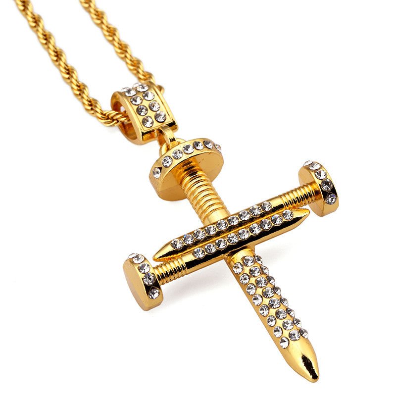 18k Gold Diamond Nail Cross – Drip Culture Jewelry