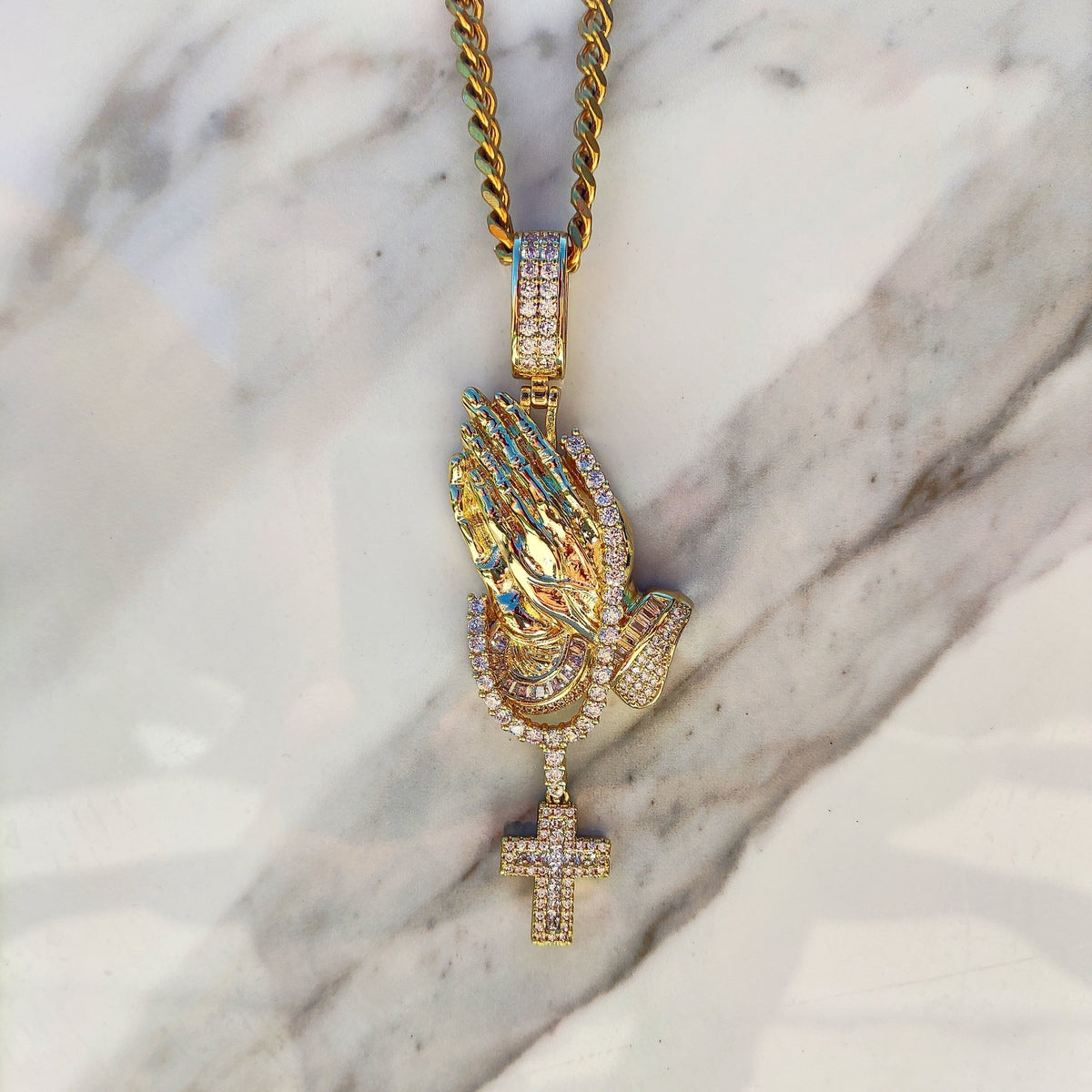 18K Gold Diamond Prayer Hands - Prayer Hands Pendant – Drip Culture Jewelry