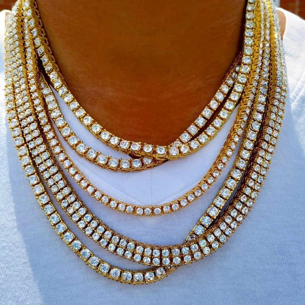 18K Gold Diamond Tennis Chain - Diamond Tennis Necklace - – Drip ...