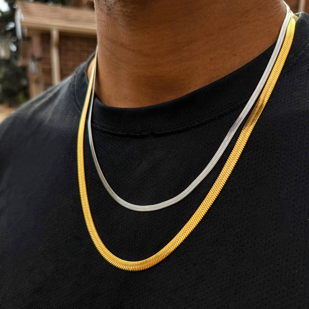 18k Gold Herringbone Chain - Gold Herringbone Necklace - Snake Chain ...