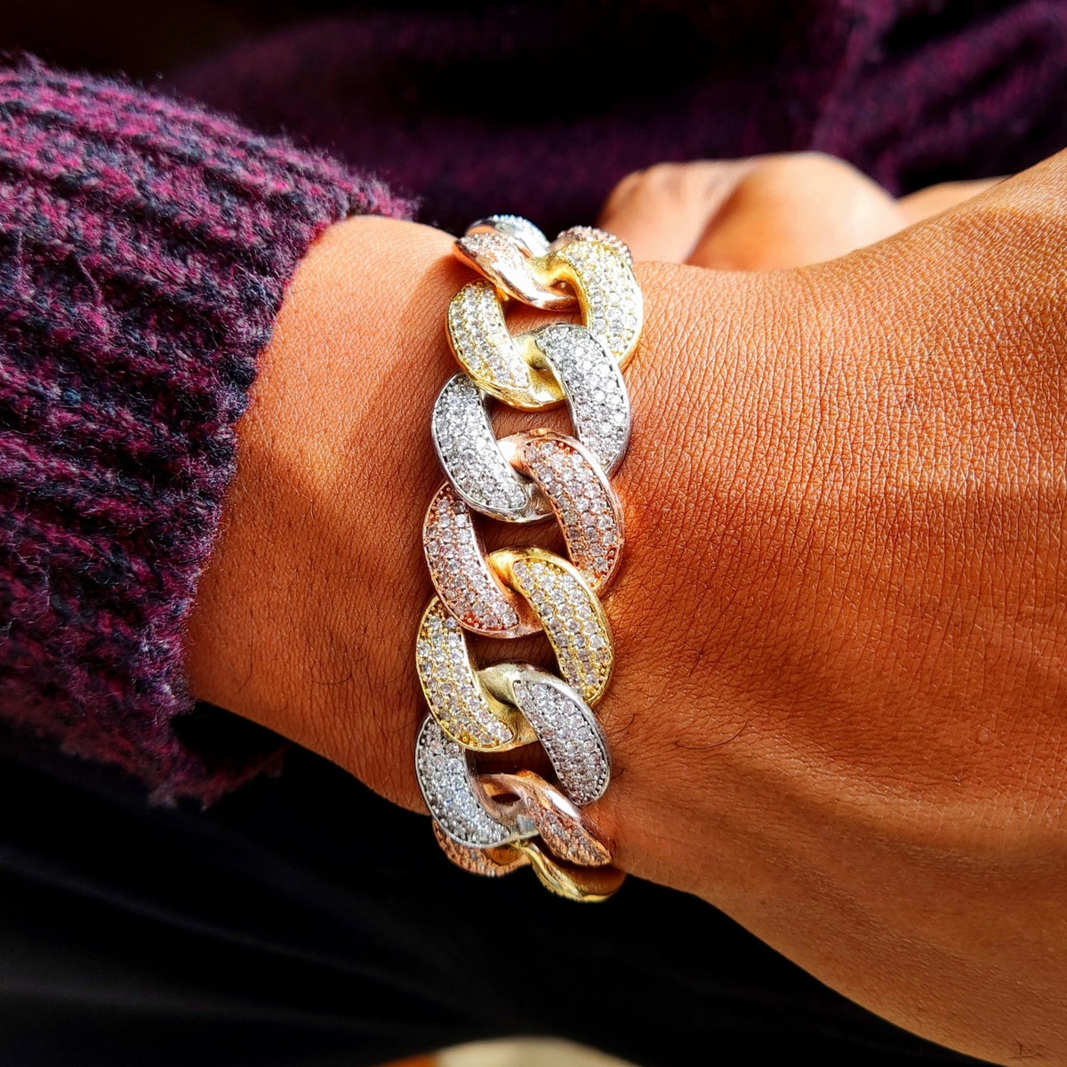 3 Tone 18K Gold Diamond Miami Cuban Link Bracelet – Drip Culture Jewelry