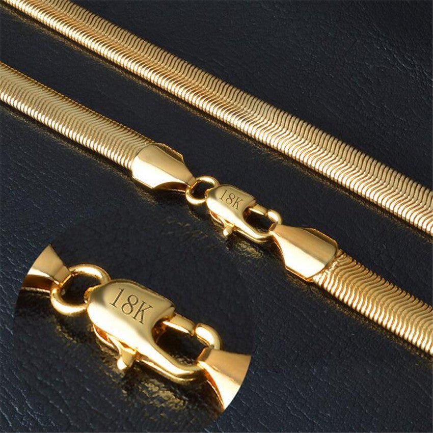 18K Gold Herringbone Chain - Gold Snake Chain - Herringbone Necklace ...