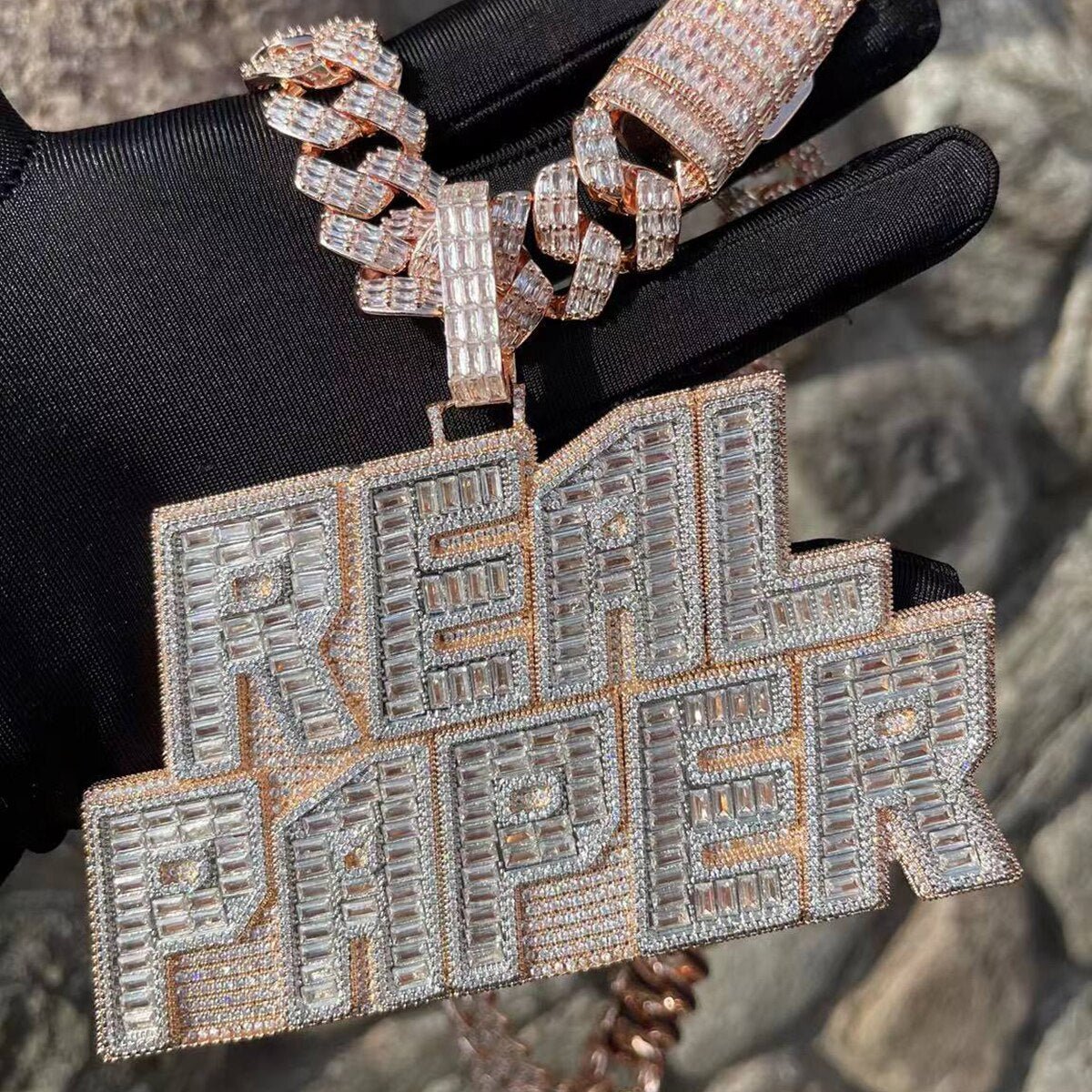 Baguette & Diamond Custom Name Pendant – Drip Culture Jewelry
