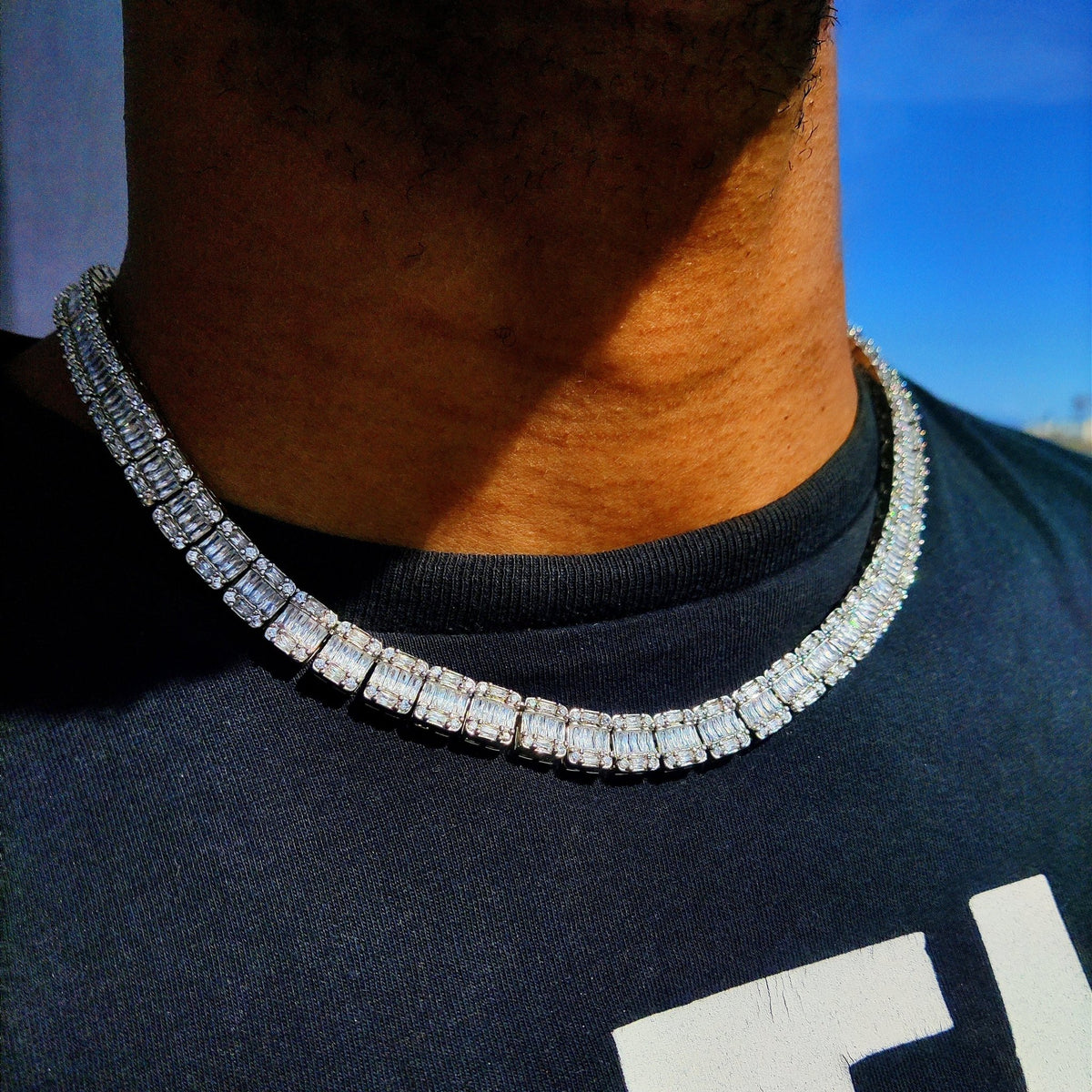 Premium 10mm 18K Gold Square Baguette Tennis Chain – Drip Culture Jewelry