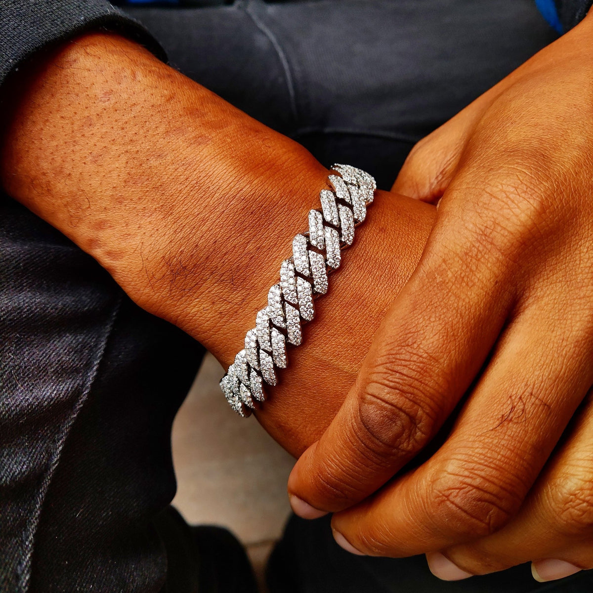 Premium 12mm 18k Gold Diamond Prong Cuban Link Bracelet – Drip Culture ...